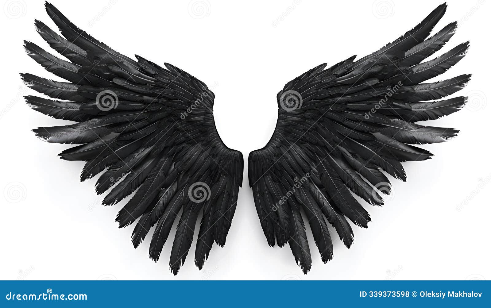 Angel Or Daemon Black Wing Isolated On White Background Royalty-Free ...