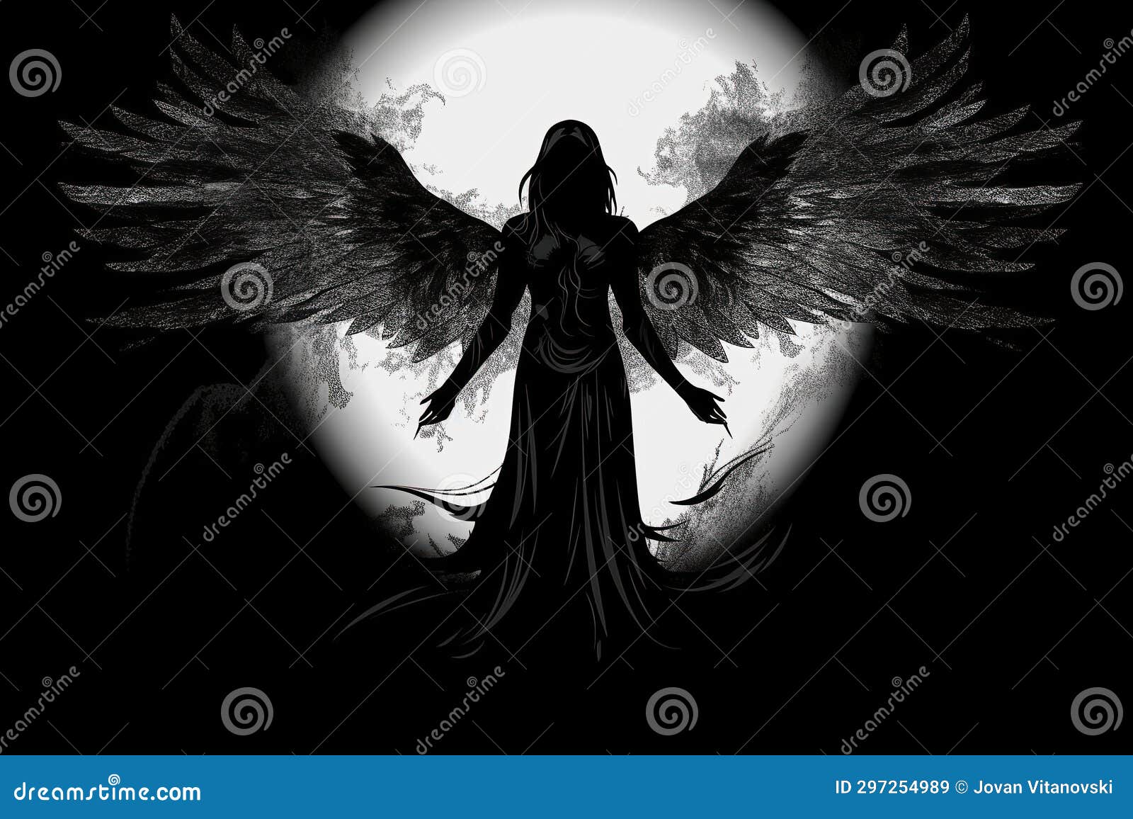 Angel of death with wings stock illustration. Illustration of light ...