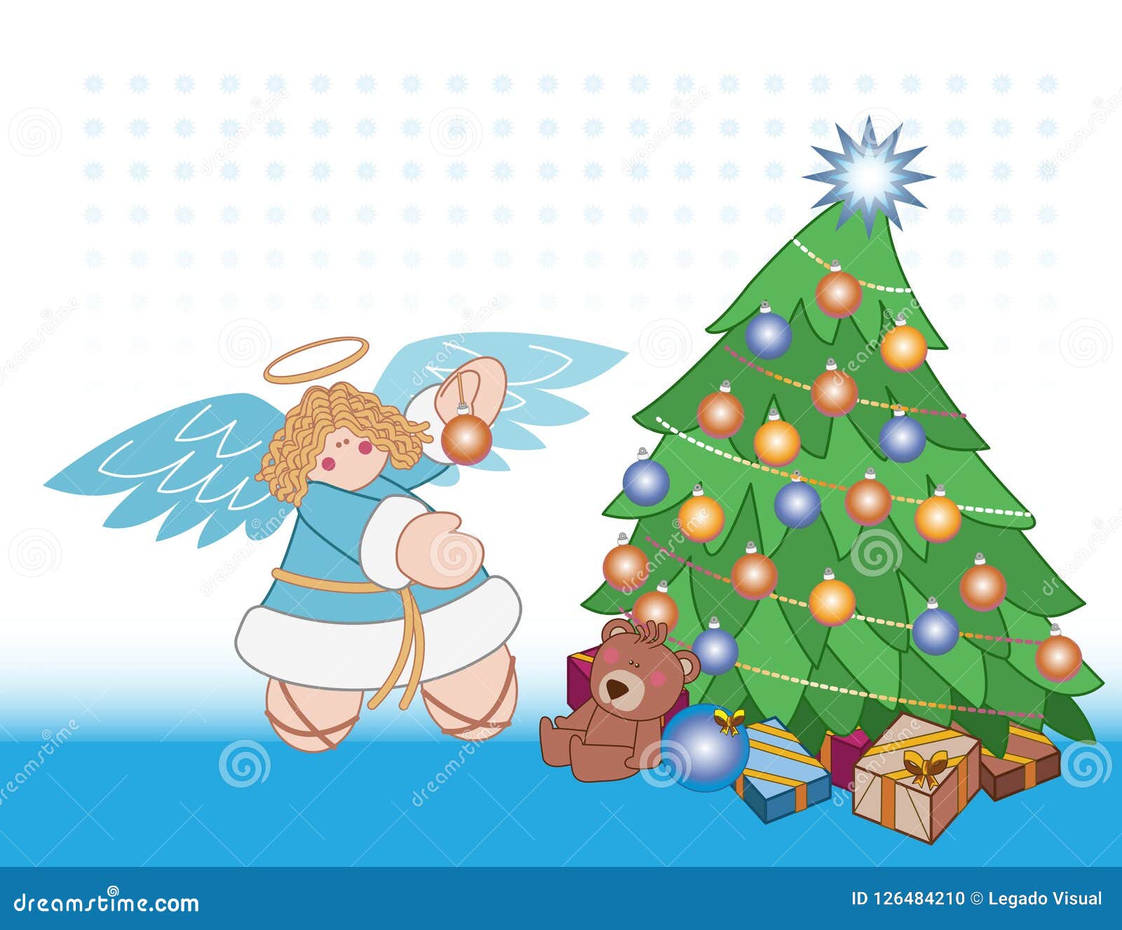 Angel Decorating Christmas Tree Stock Illustration - Illustration of ...