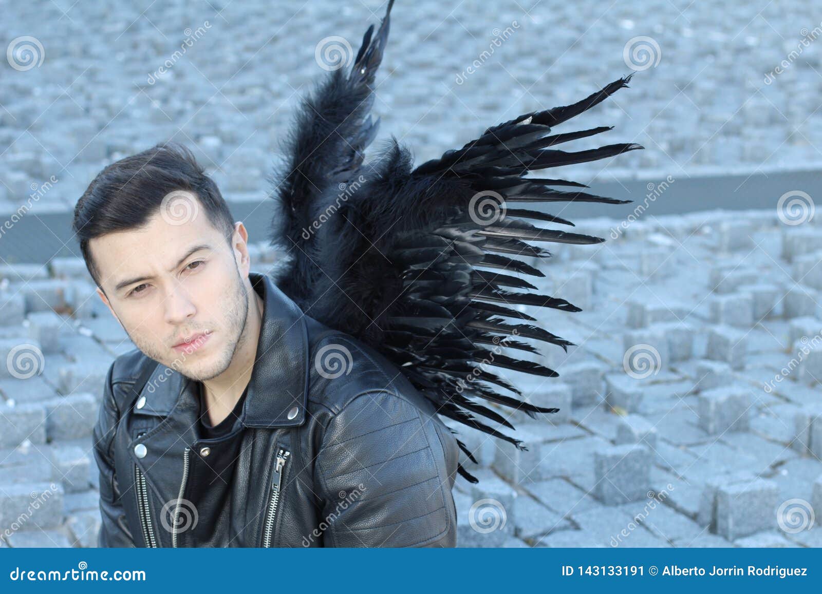 Angel Deep in Thoughts in Urban Background Stock Image - Image of ...