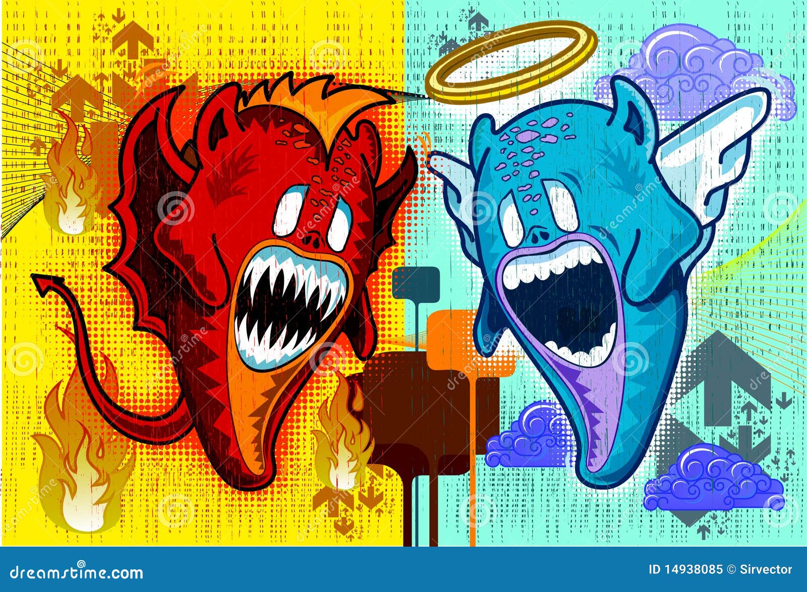 Angel and Demon Face To Face Stock Vector - Illustration of faith ...