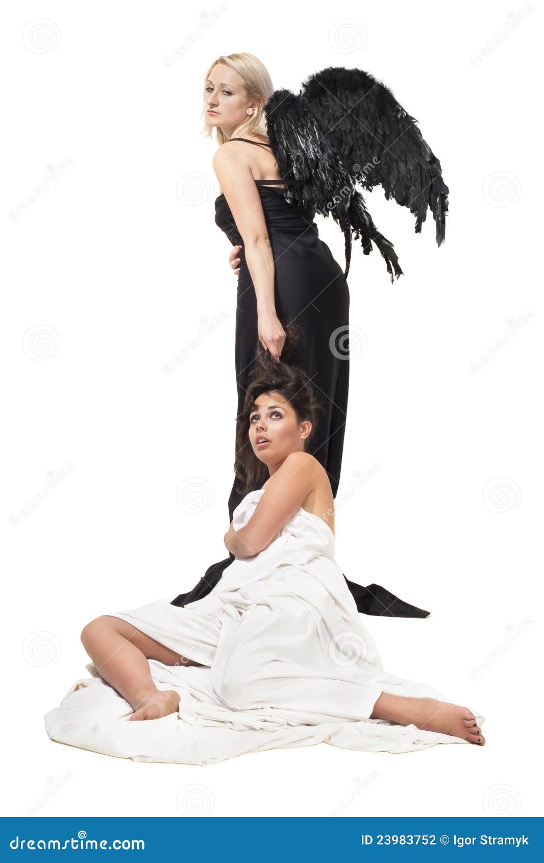 Angel and devil stock photo. Image of female, confession - 23983752