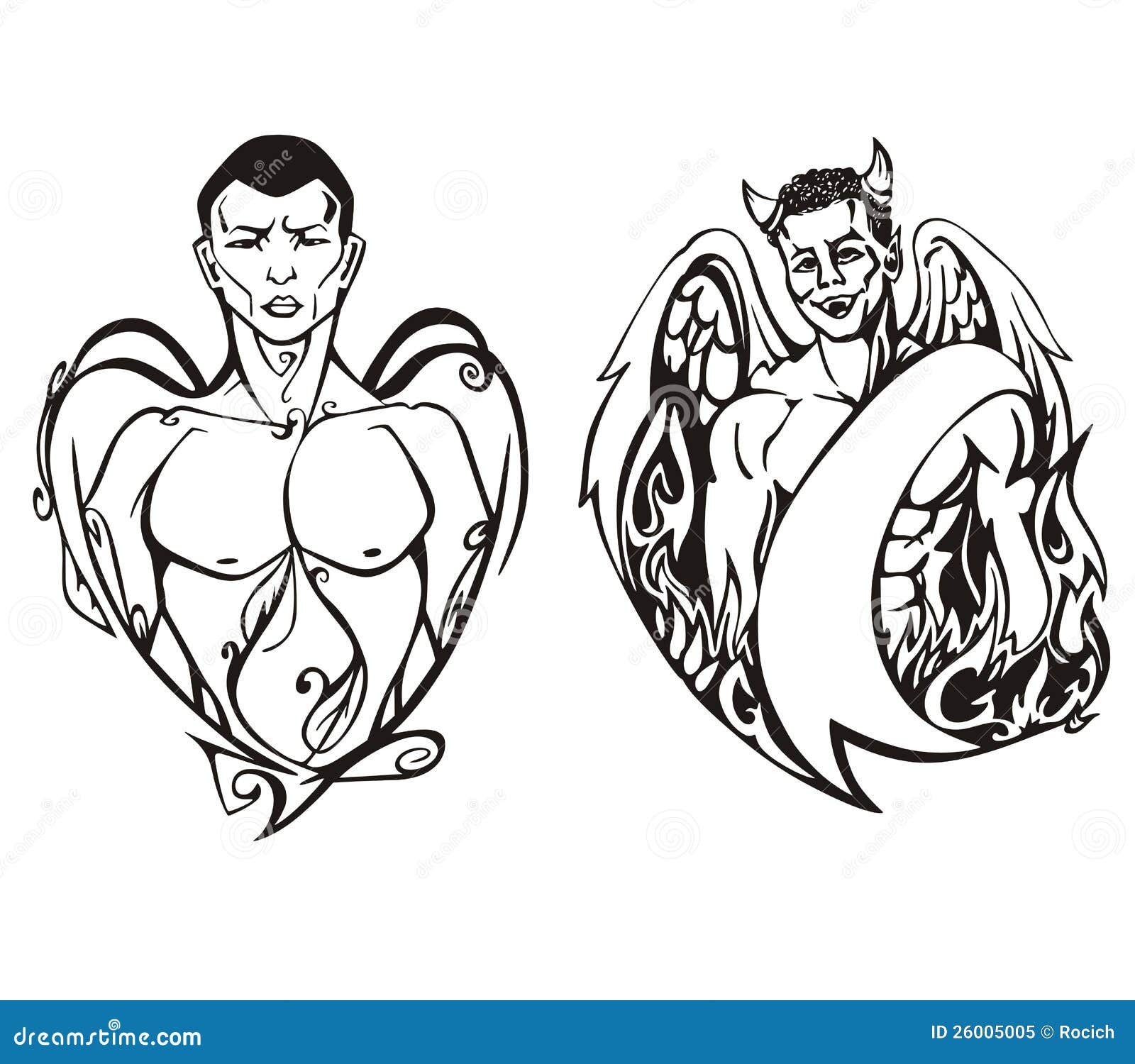 Angel and devil stock vector. Illustration of devil, white - 26005005