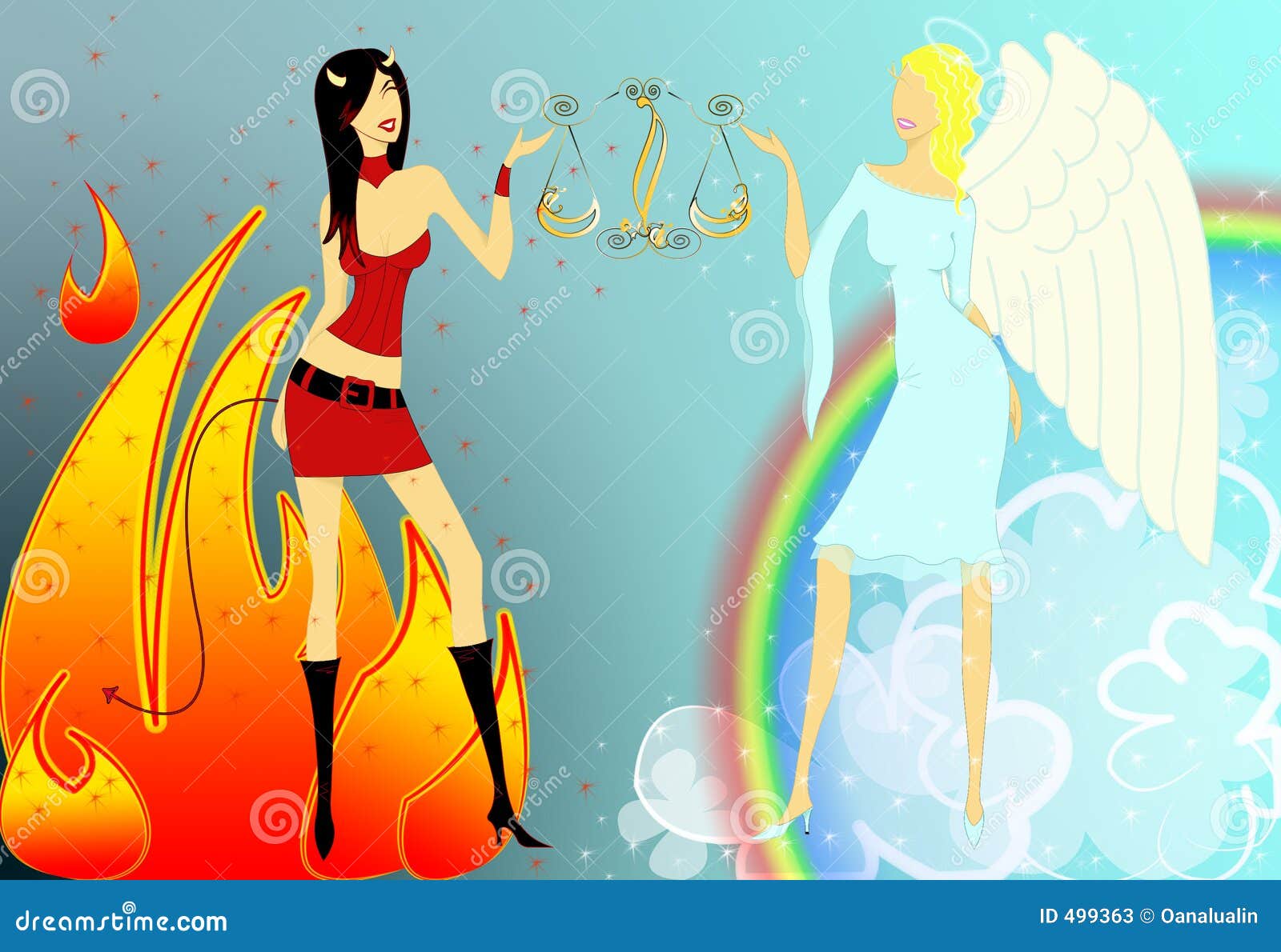 Angel and devil stock illustration. Illustration of heaven - 499363
