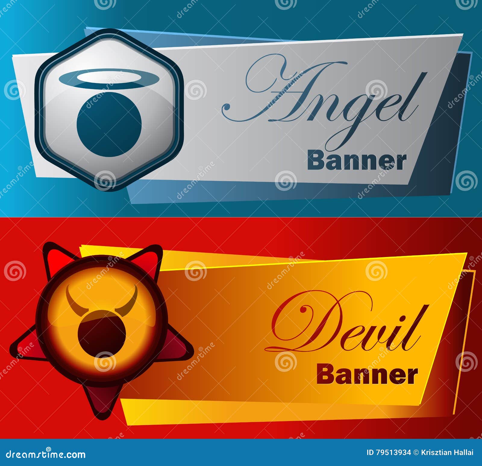 Angel and Devil Banners. stock vector. Illustration of banner - 79513934