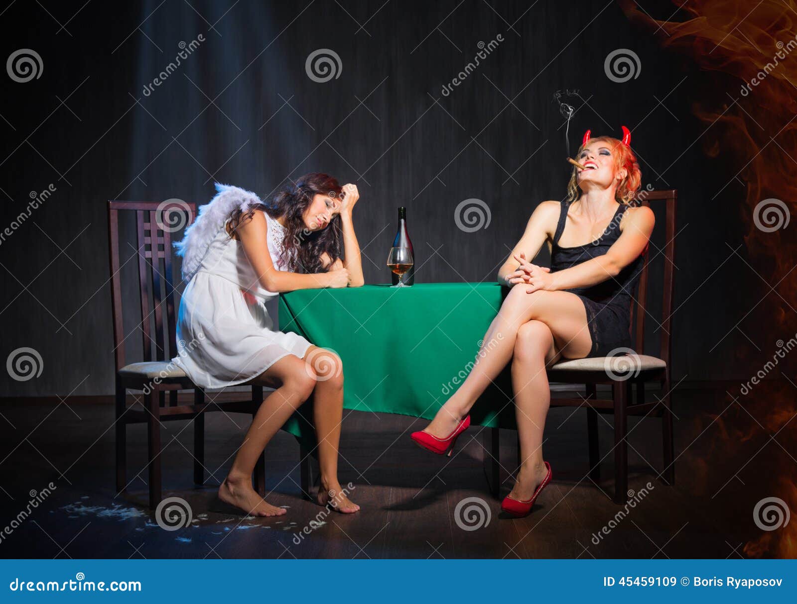 Angel and Devil with Brandy Stock Image - Image of drinks, devil: 45459109