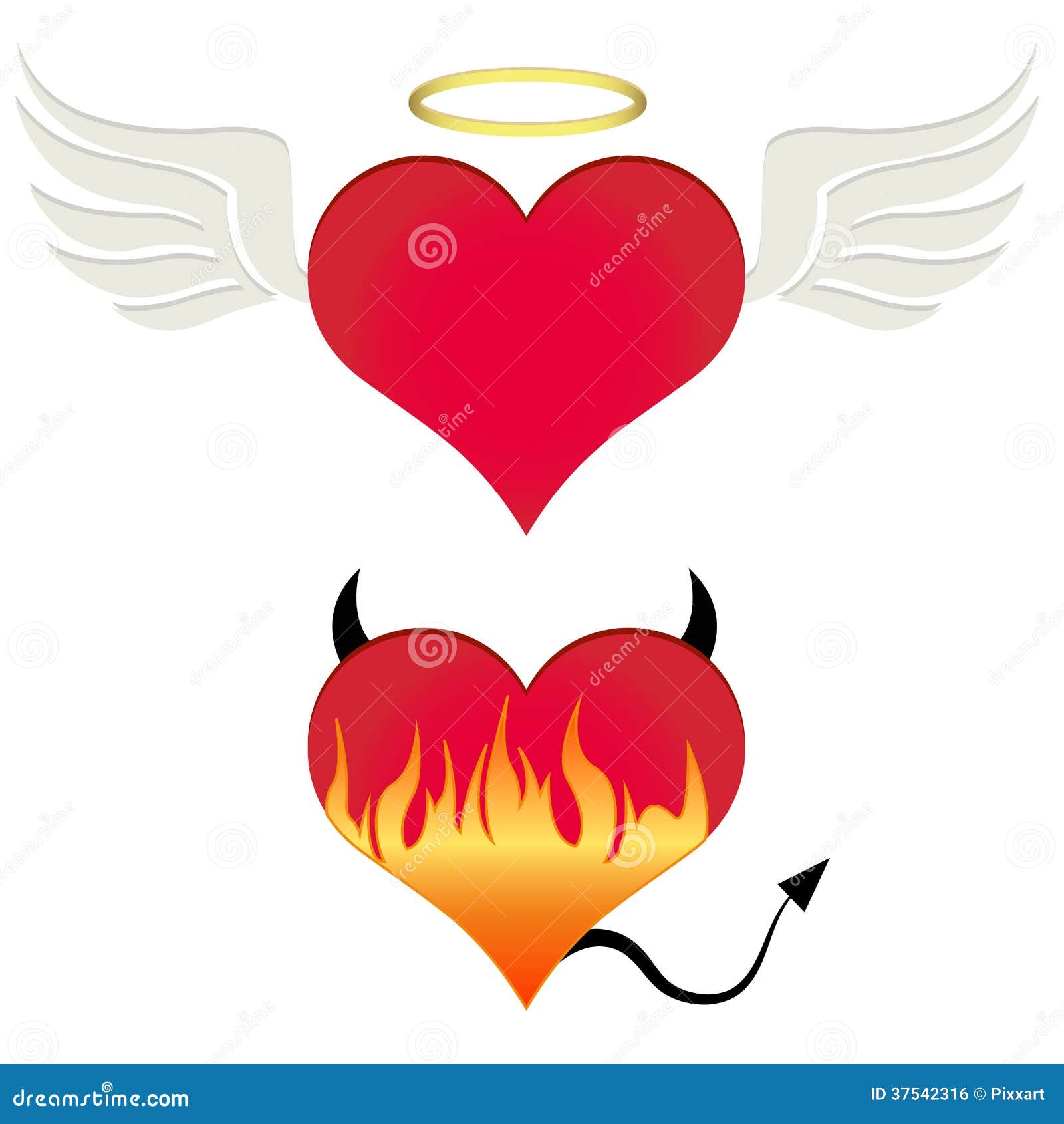 Angel/devil heart stock vector. Illustration of emotions - 37542316