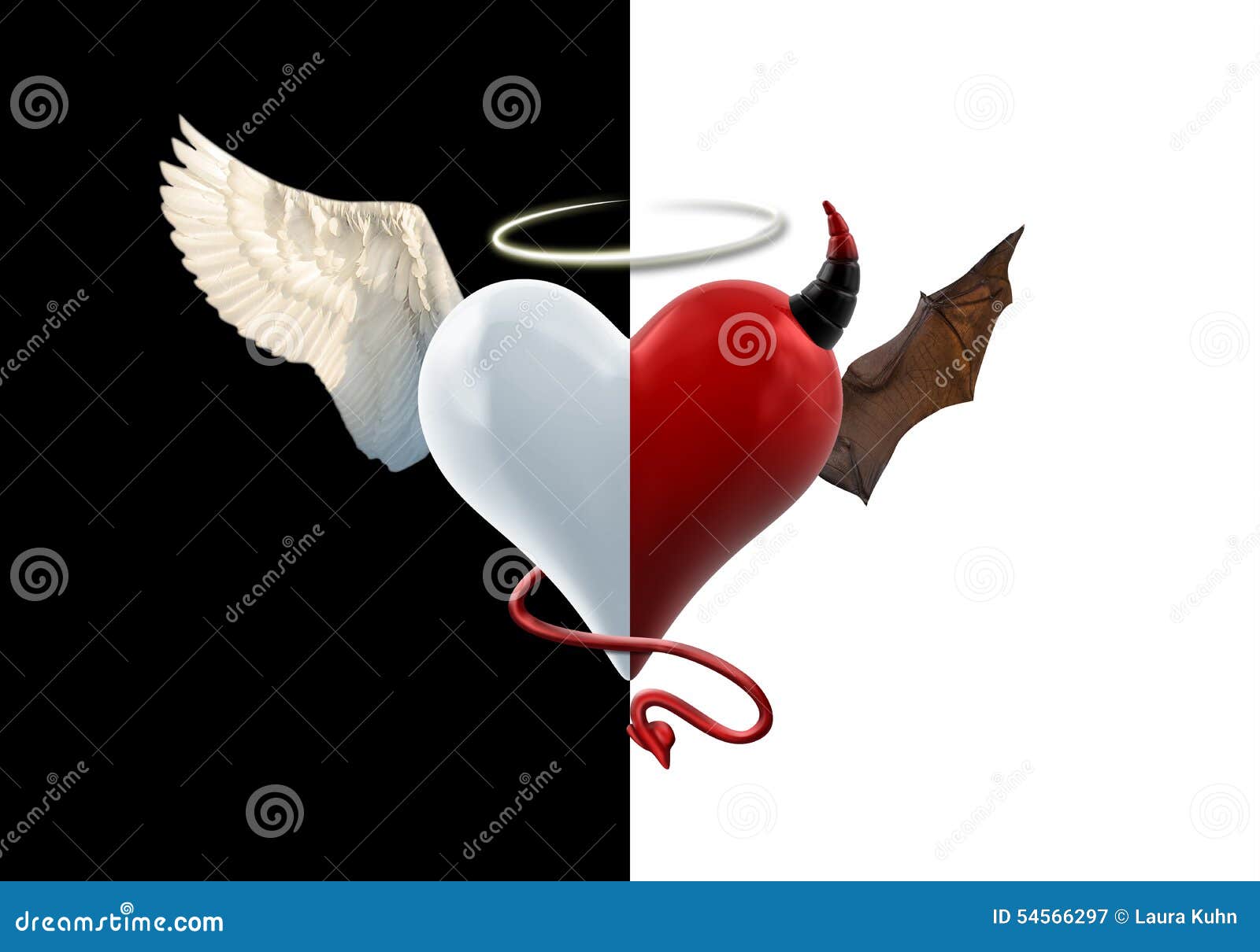 Angel Devil Heart stock image. Illustration of white - 54566297
