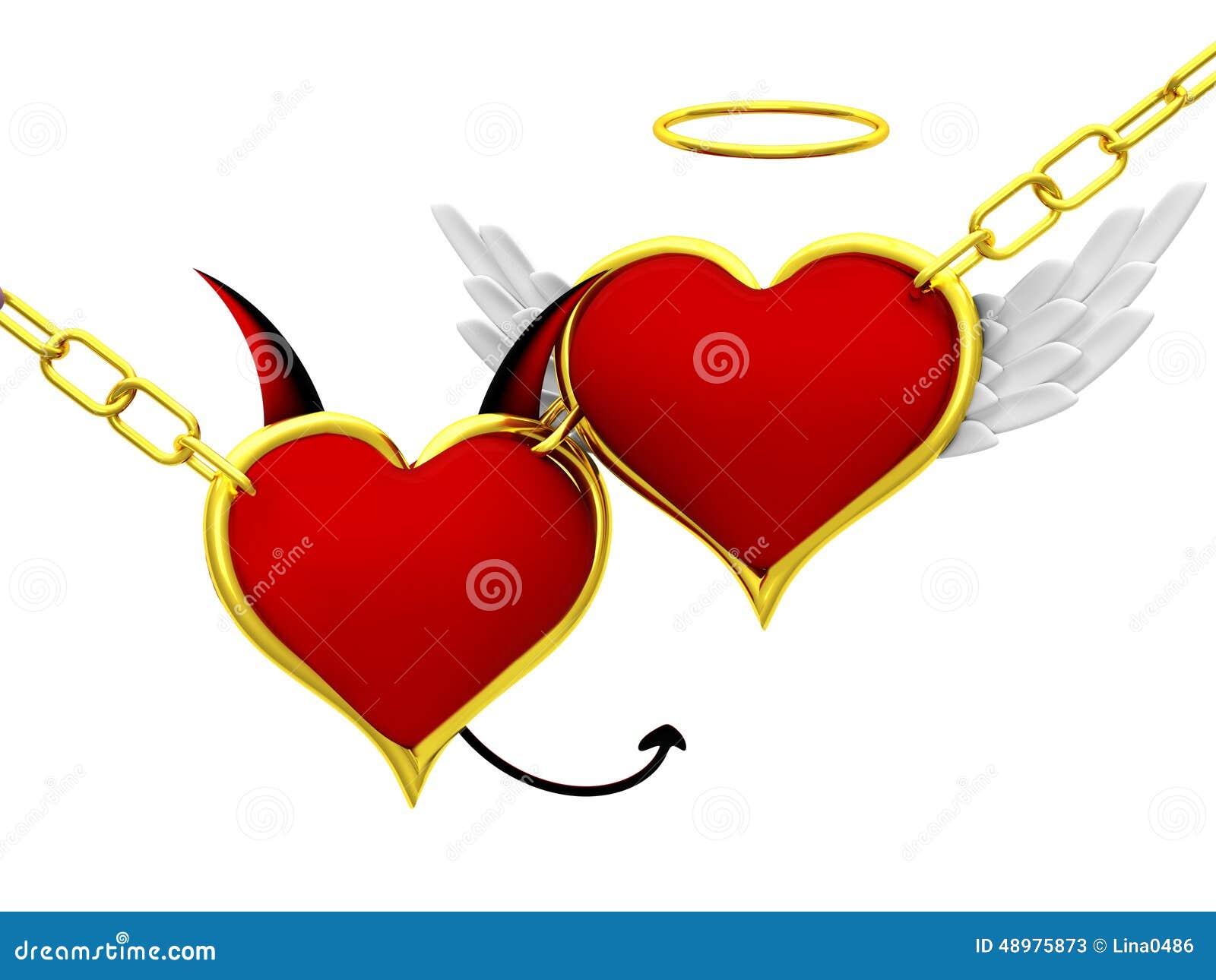 Angel and devil hearts stock illustration. Illustration of frame - 48975873