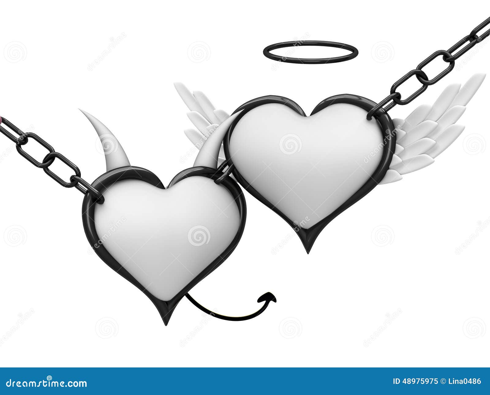 Angel and devil hearts stock illustration. Illustration of decor - 48975975