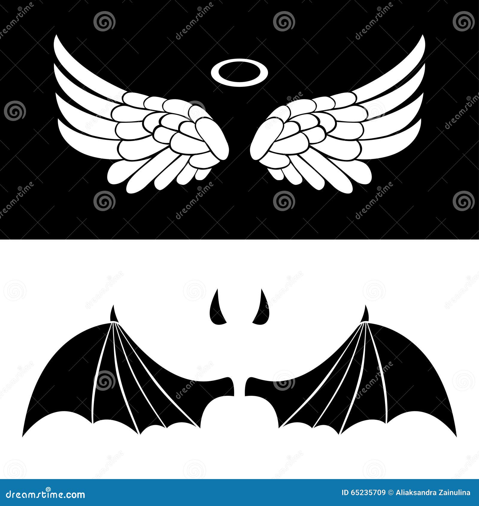 Angel and Devil icons stock vector. Illustration of conflict - 65235709
