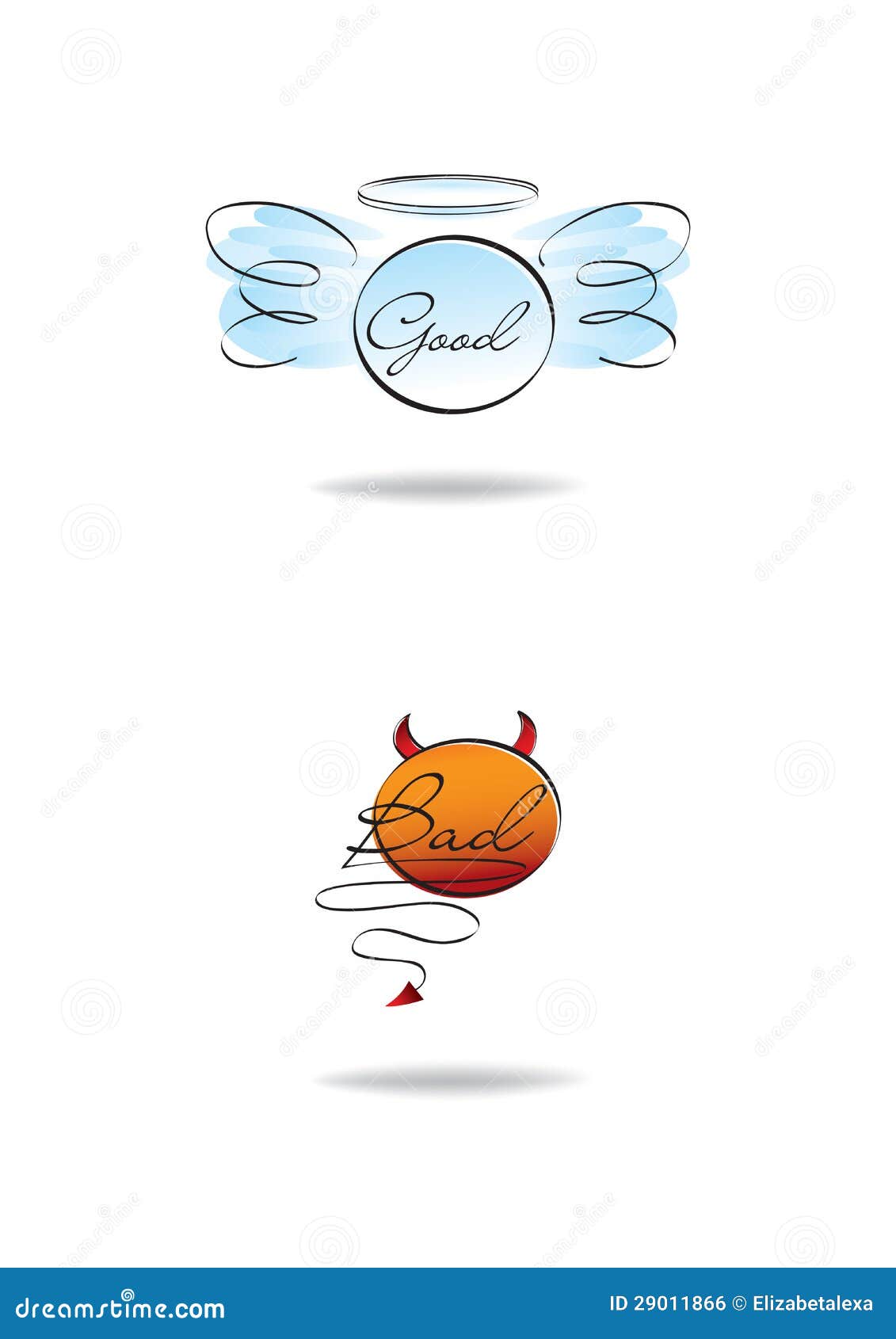 Angel and Devil Symbols, Good and Bad Stock Vector - Illustration of ...