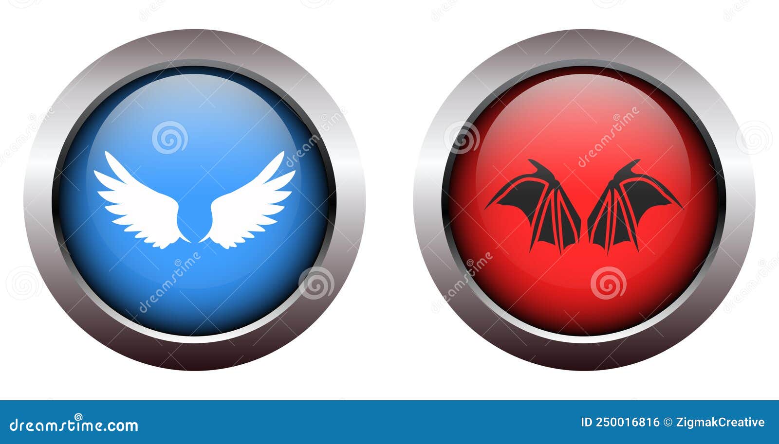 Angel and Devil Wings Buttons Stock Illustration - Illustration of ...