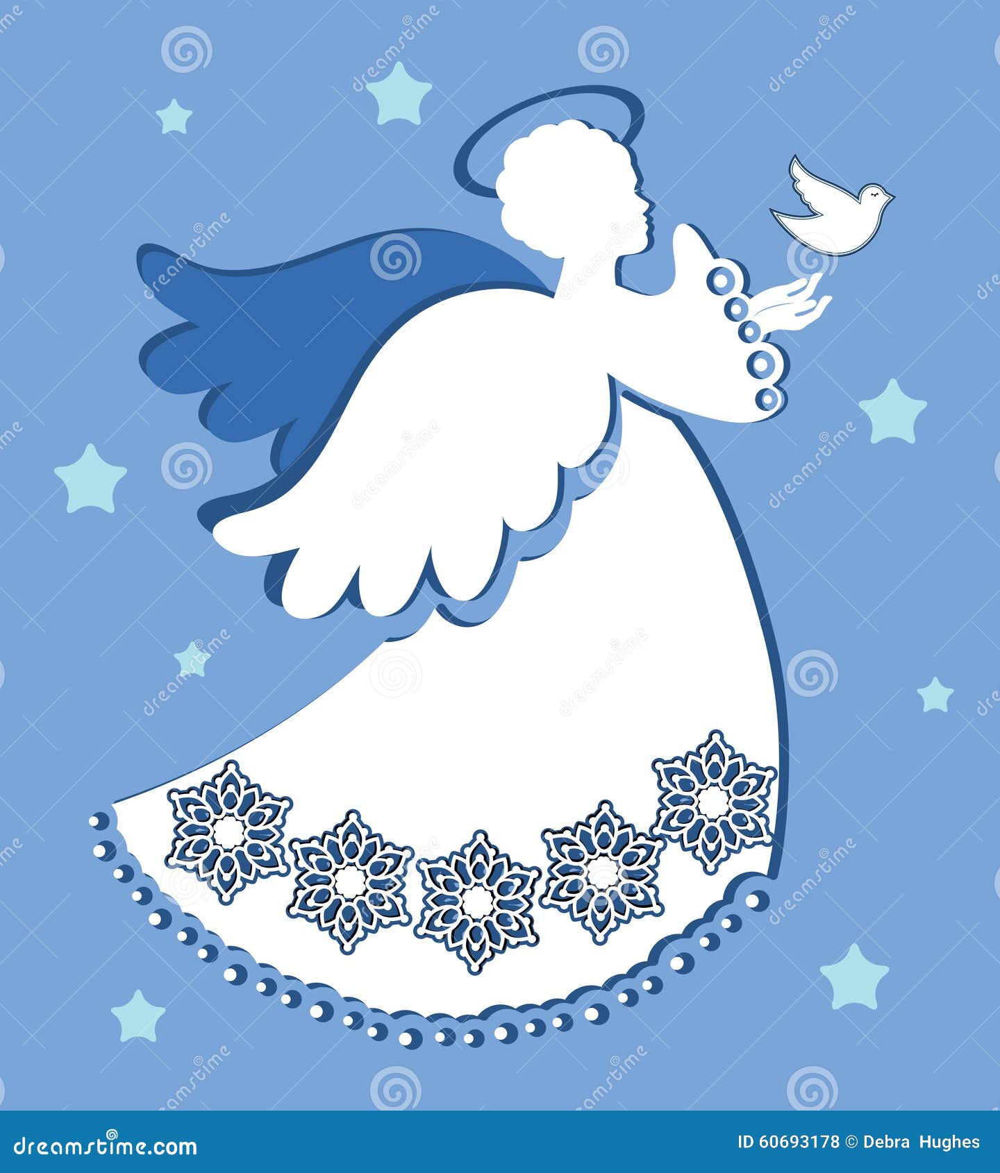 Angel with dove of peace stock vector. Illustration of bird - 60693178