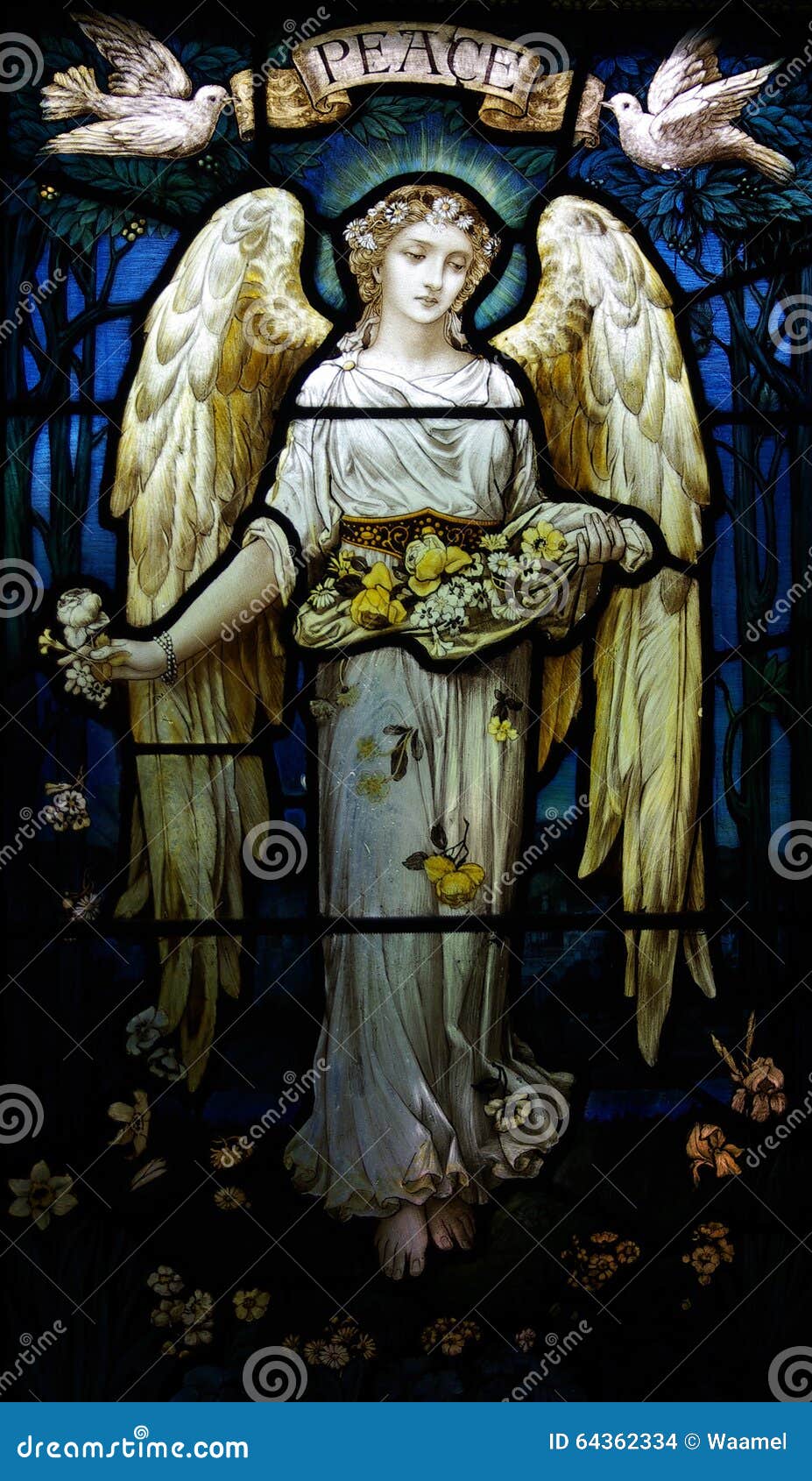 Angel with doves and peace stock photo. Image of doves - 64362334