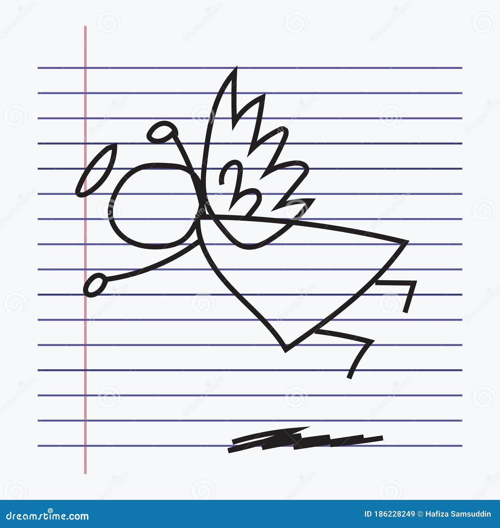Angel Drawing on Lined Paper. Vector Illustration Decorative Design ...