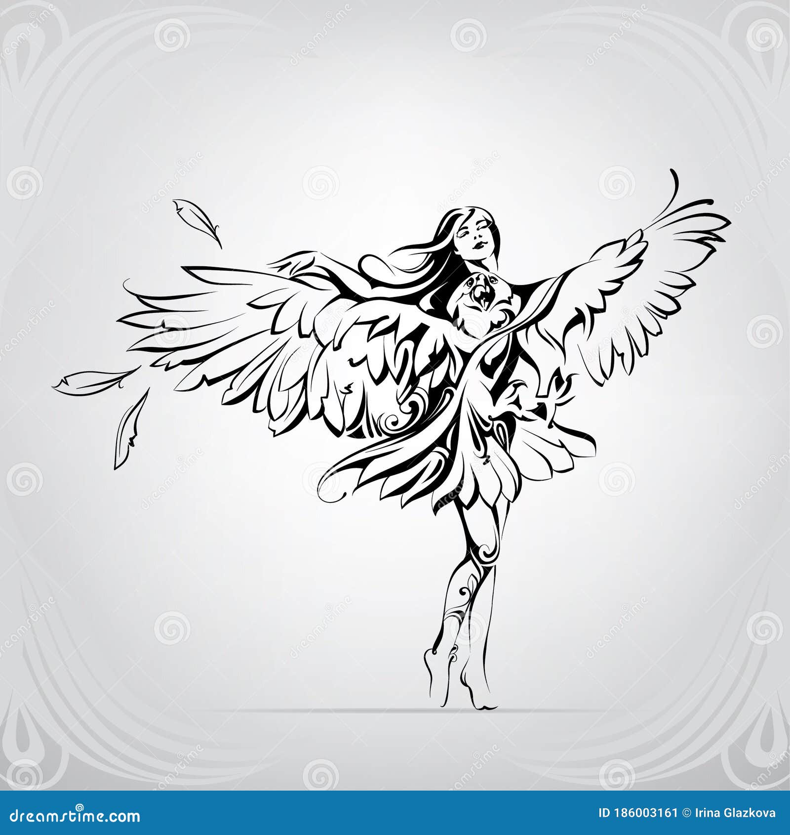 Angel with Eagle Wings. Vector Illustration Stock Vector - Illustration ...