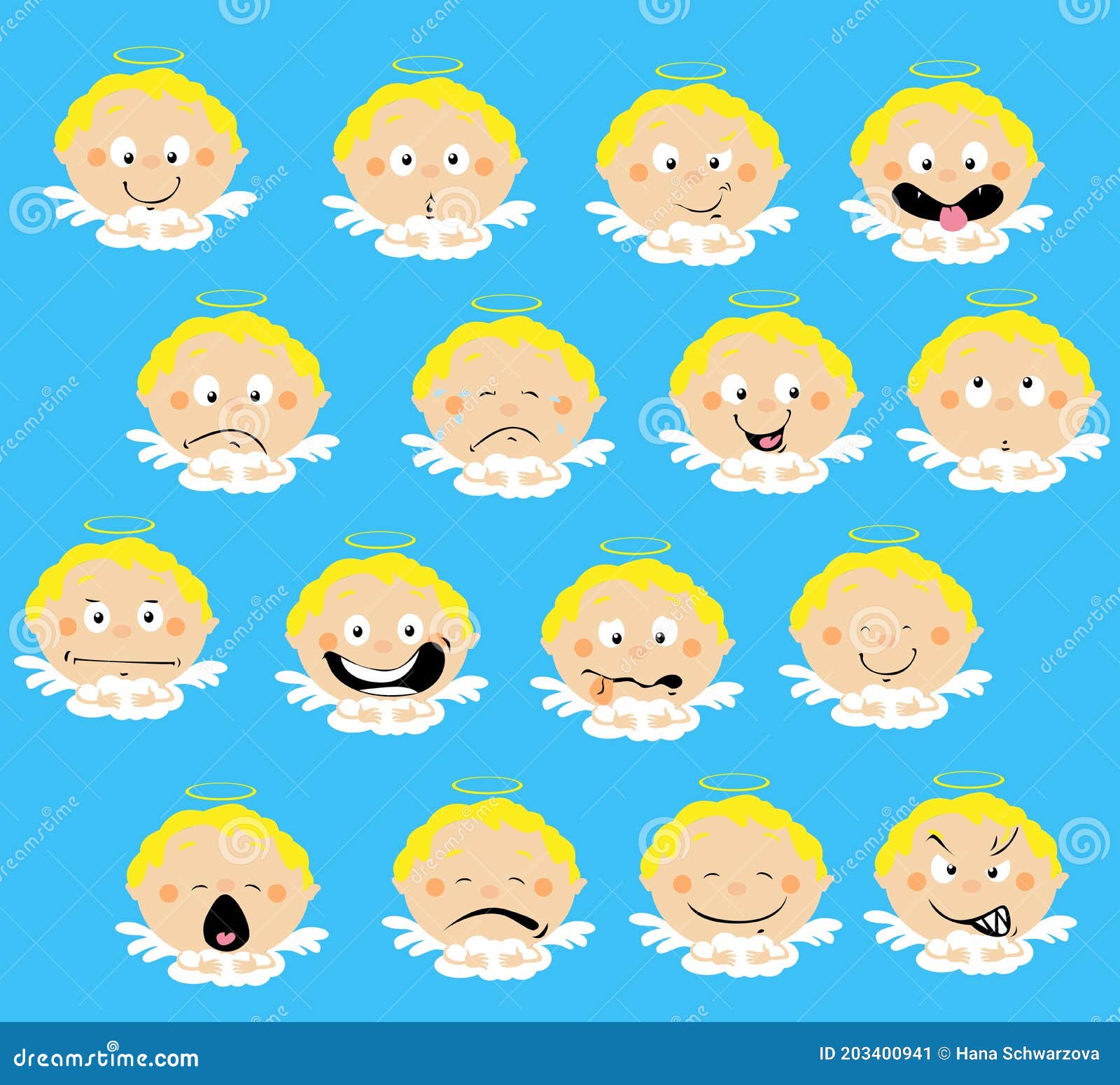 Angel Emoticon Icons Sticker Vector Flat Design Stock Vector ...