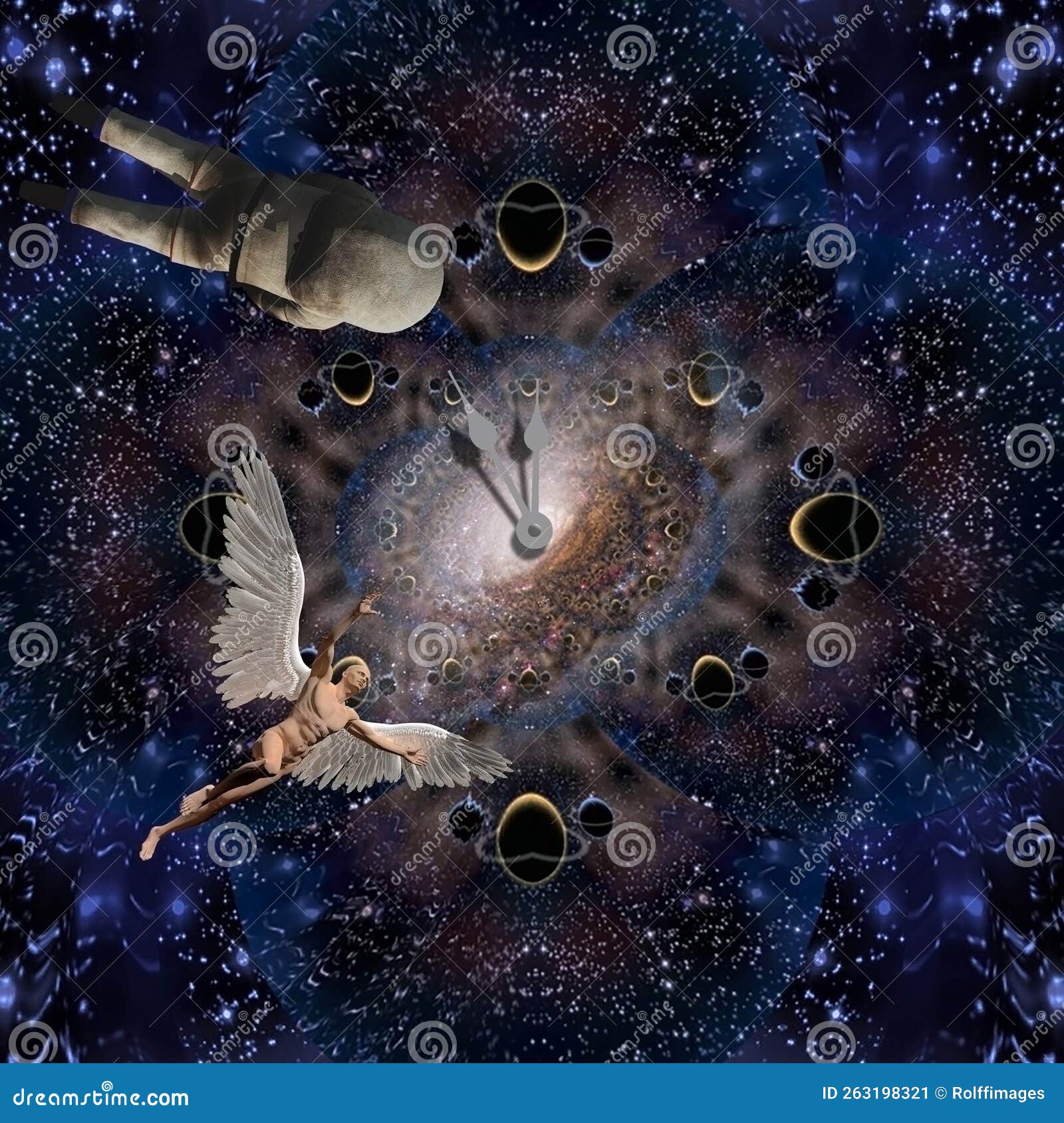 Angel in Endless Time Dimensions Stock Illustration - Illustration of ...