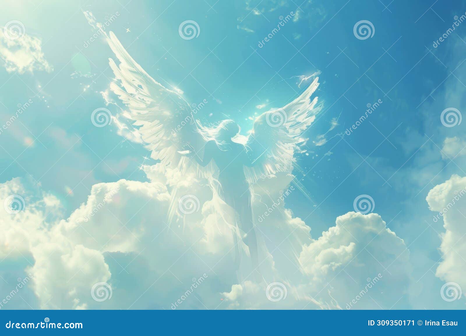 Angel Figure with Wings in Sky Stock Image - Image of angel, elevation ...