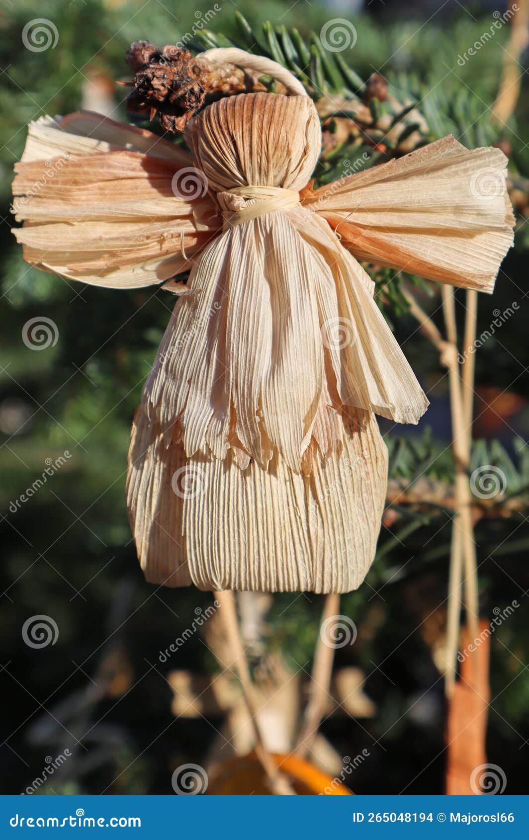 Angel Figurine Made of Corn Leaves on the Christmas Tree Stock Photo ...