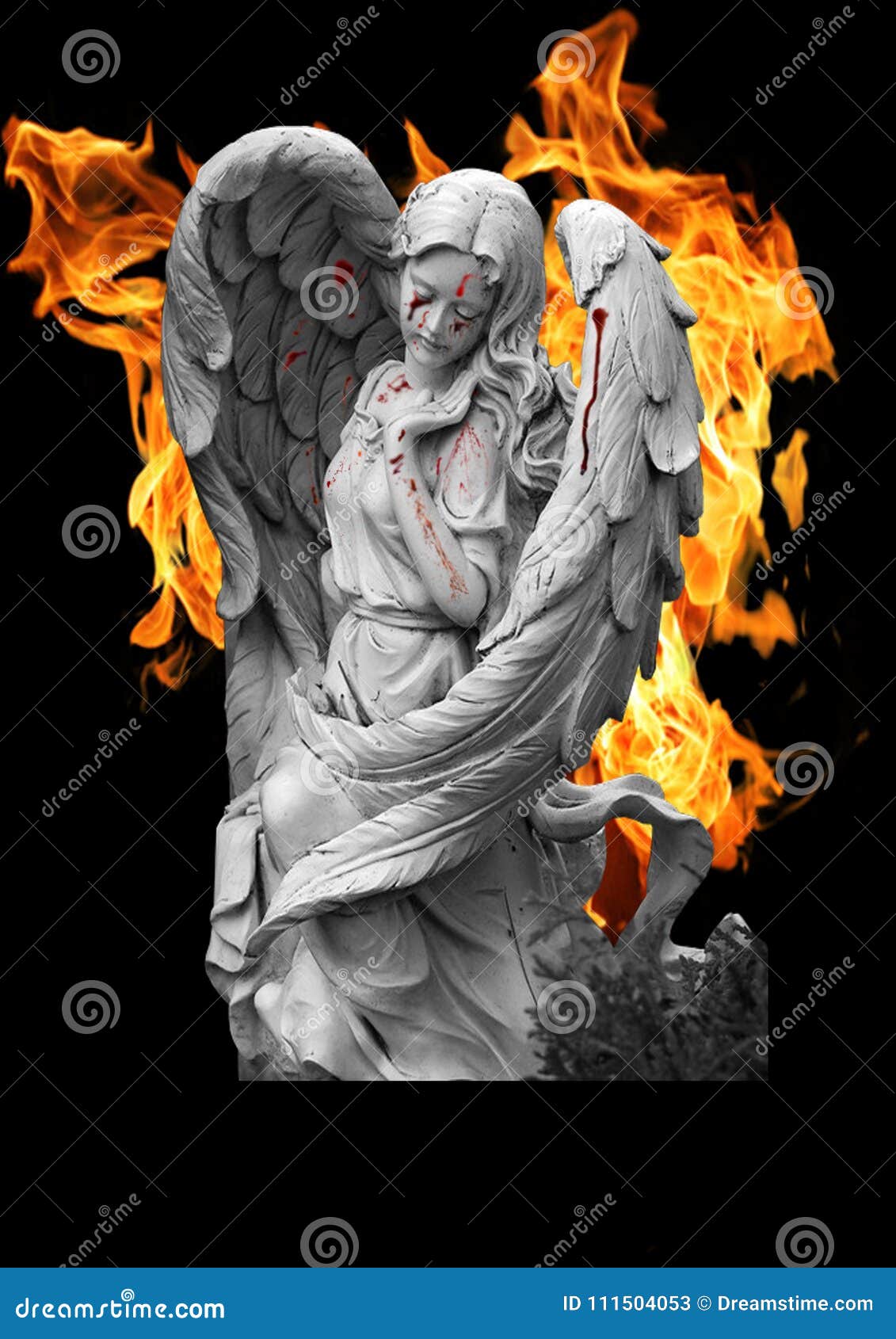 Angel in fire stock image. Image of printontshort, angelinfire - 111504053
