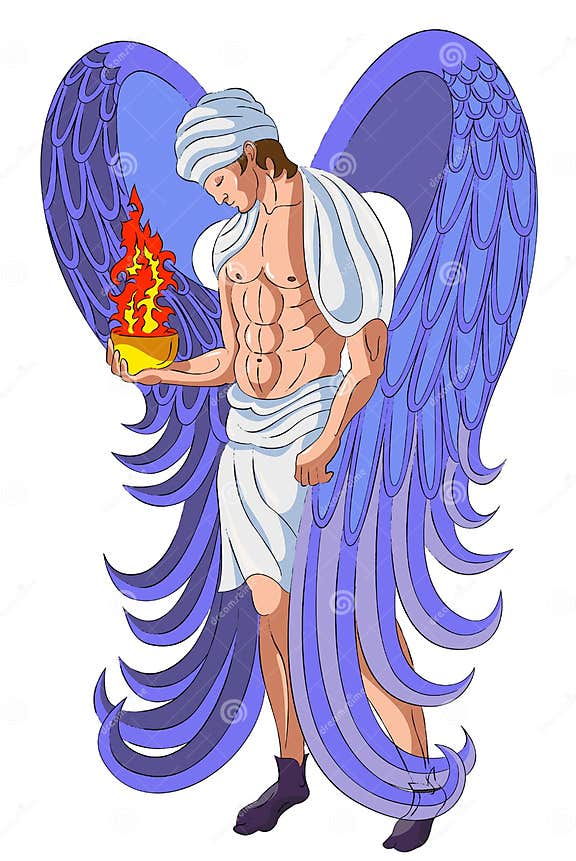 Angel with fire censer stock vector. Illustration of tranquil - 24784744