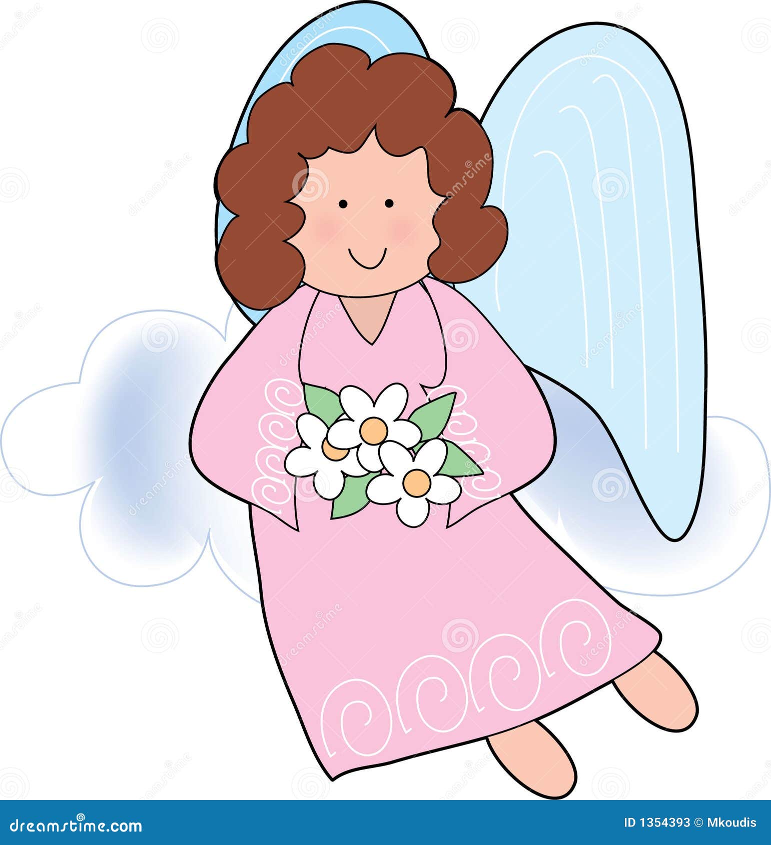 Angel with Flowers stock vector. Illustration of lady - 1354393