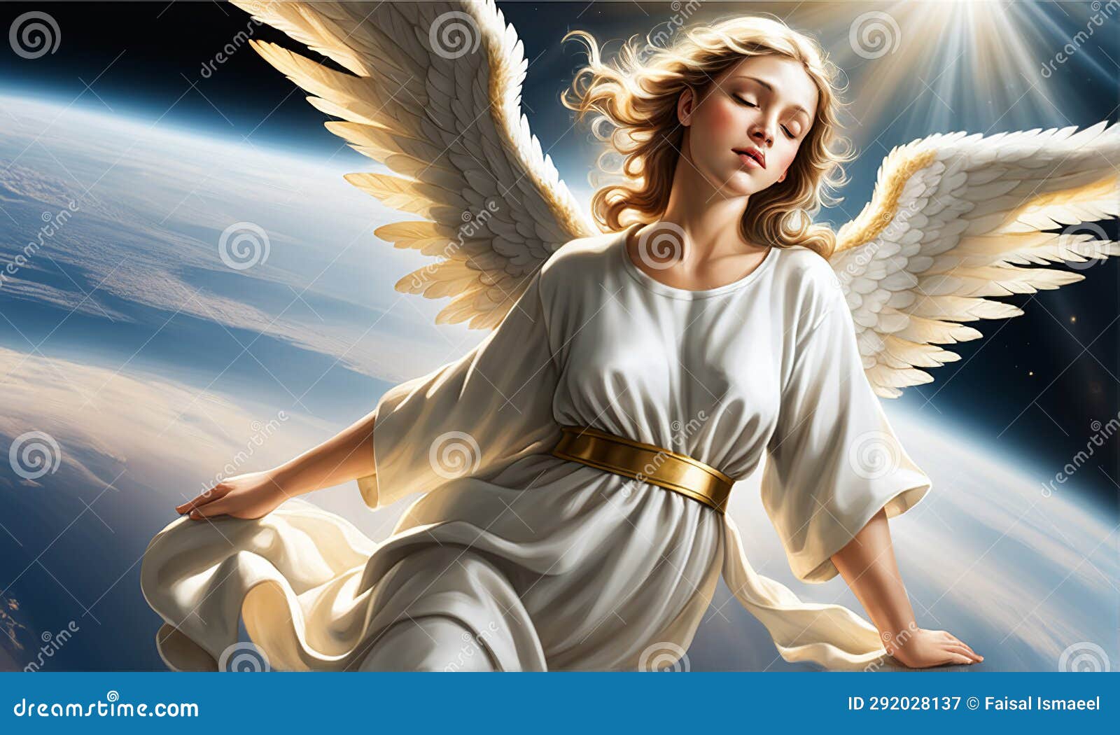 Angel Flying Above the Earth Stock Illustration - Illustration of ...