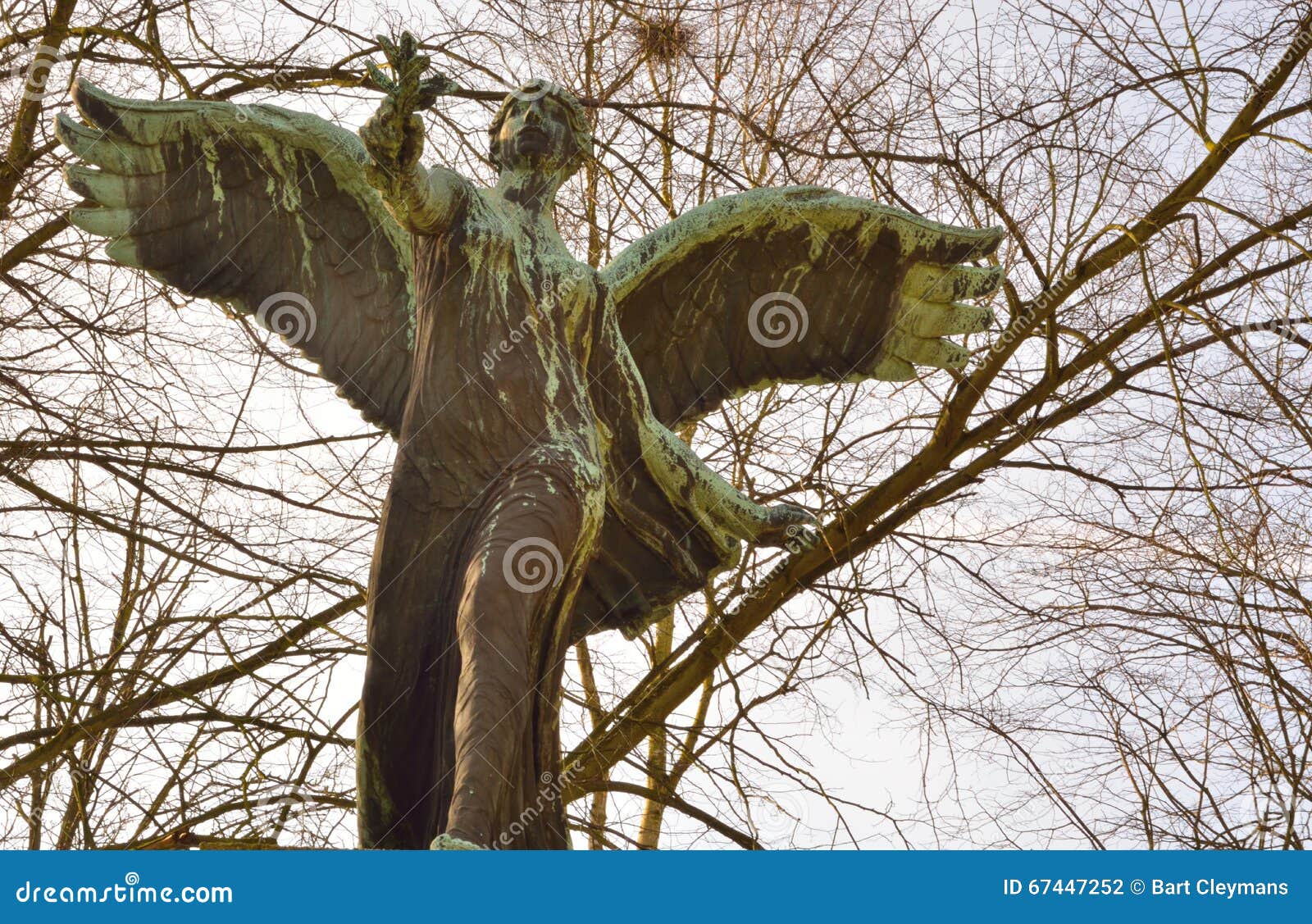 Angel in a forest, statue stock photo. Image of wings - 67447252