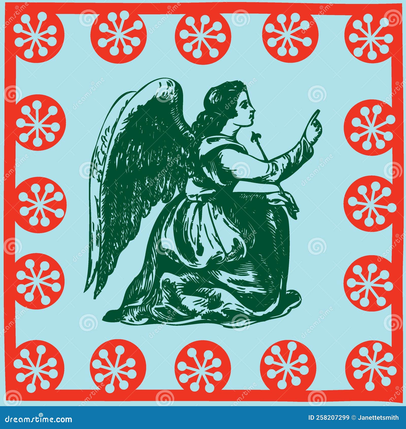 Angel Front Happy Holiday Card Stock Vector - Illustration of pattern ...