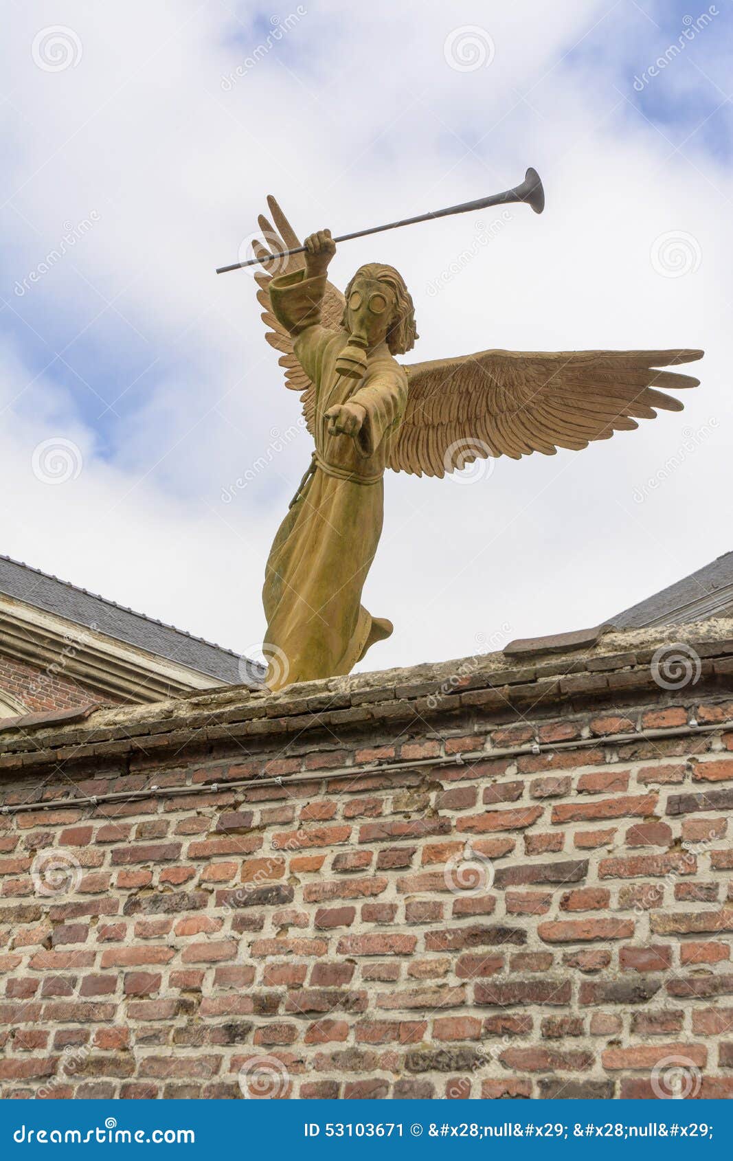 The Angel with a Gas Mask Statue Stock Image - Image of european ...
