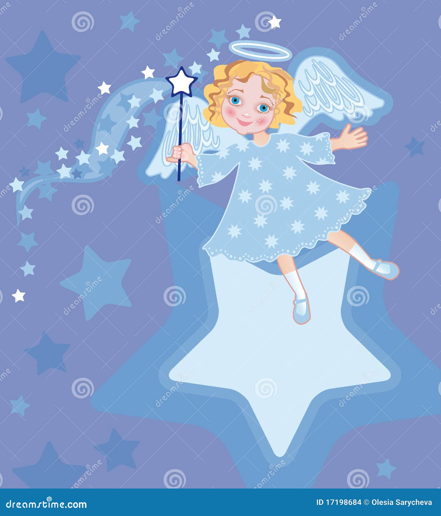 Angel with a Gift and Magic Stick Stock Vector - Illustration of ...