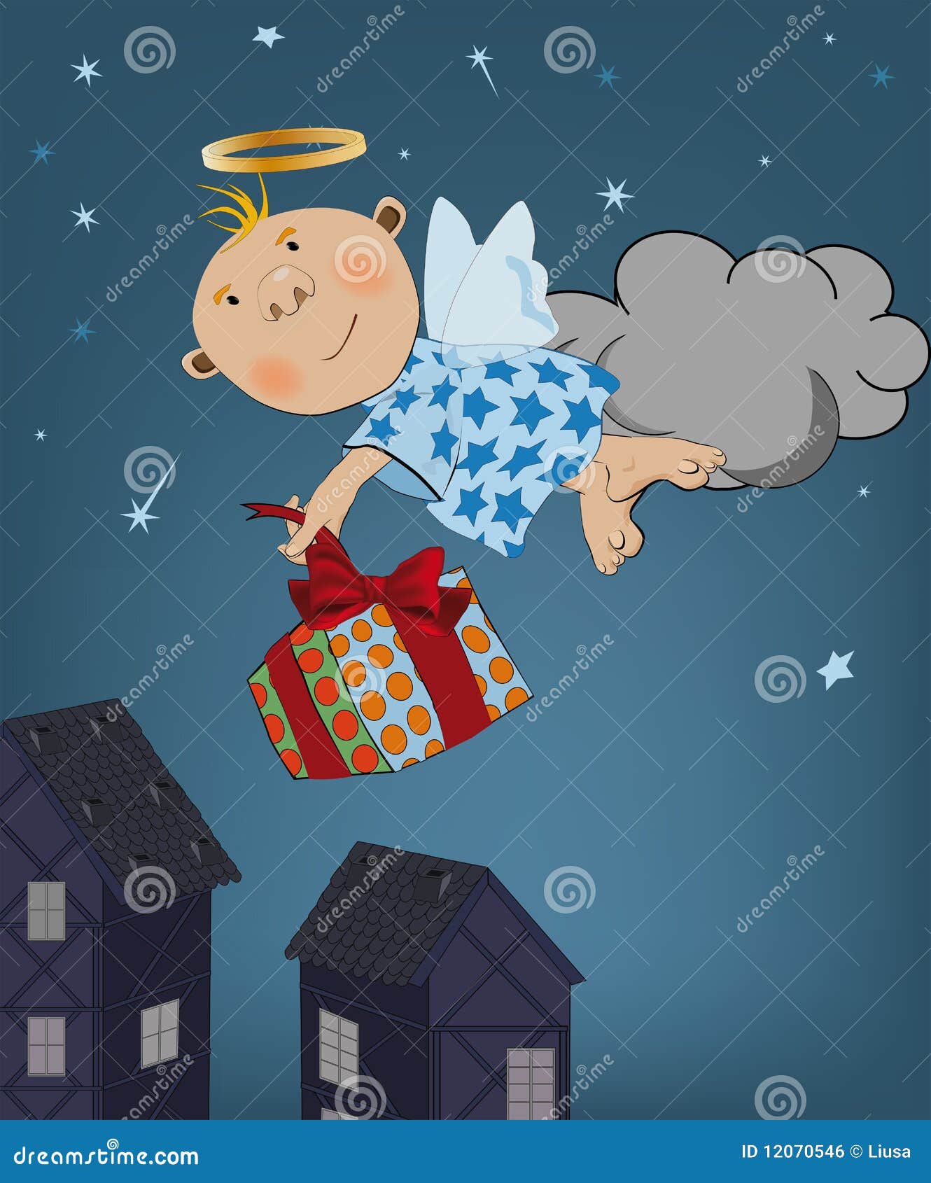 Angel with gifts stock illustration. Illustration of holiday - 12070546