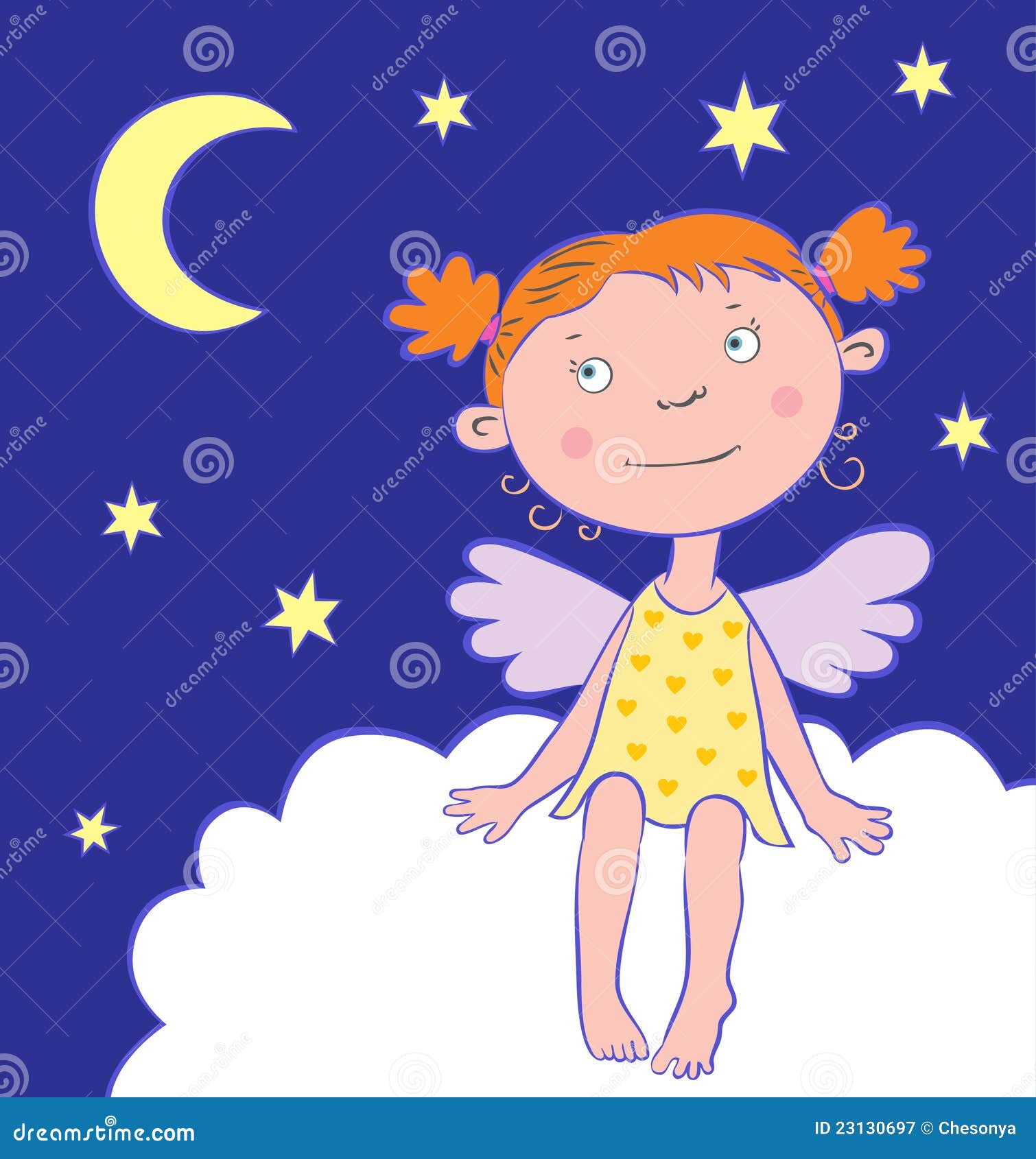 Angel In The Night Sky Stock Illustration | CartoonDealer.com #51551449