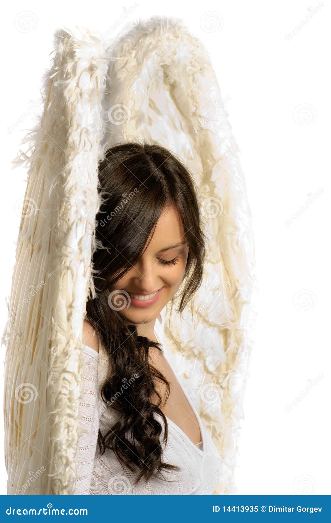 Angel girl smiling stock image. Image of fictional, brunette - 14413935