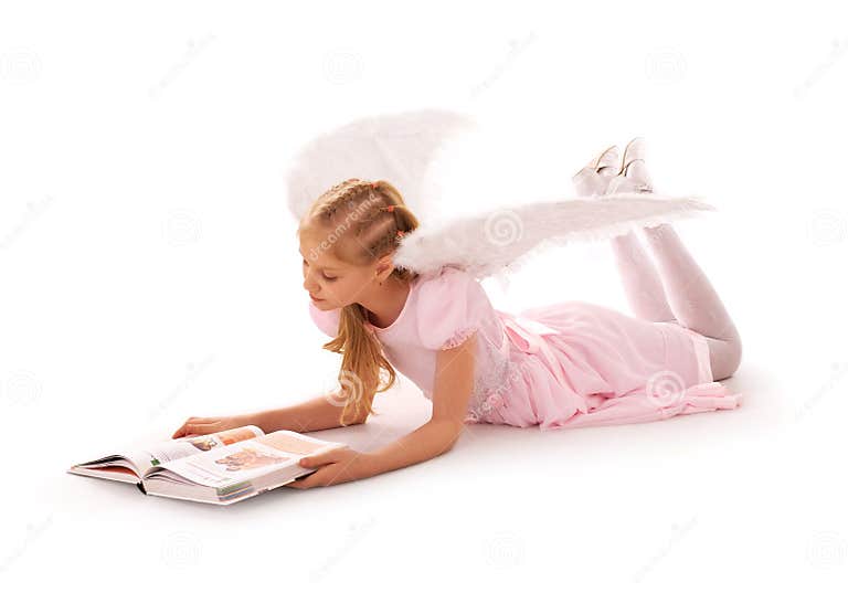 Angel girl studies stock photo. Image of color, cheerful - 4263722