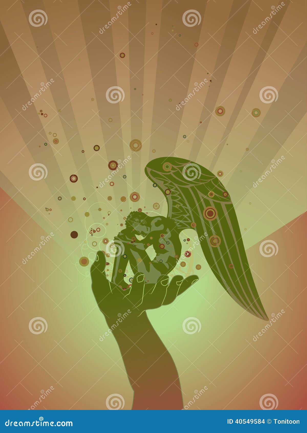 Angel on god hand stock vector. Illustration of decoration - 40549584