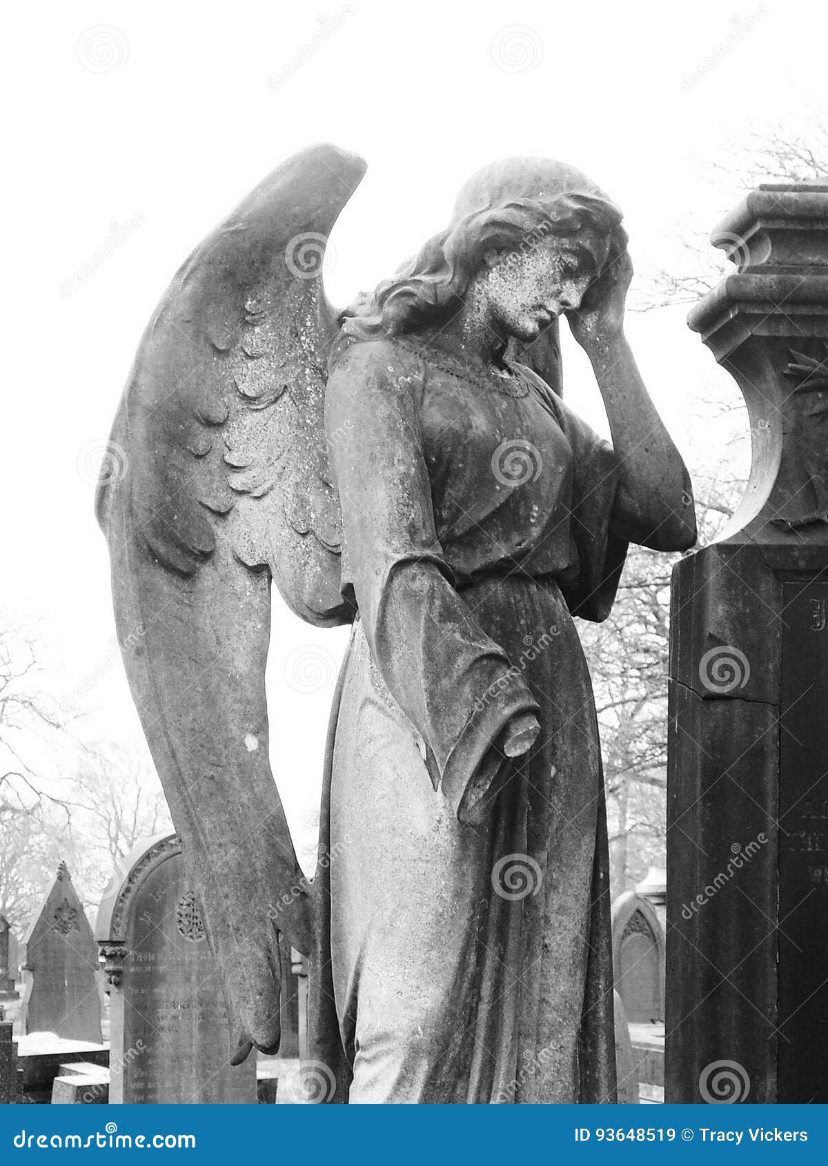 Angel gravestone stock image. Image of graveyard, stone - 93648519
