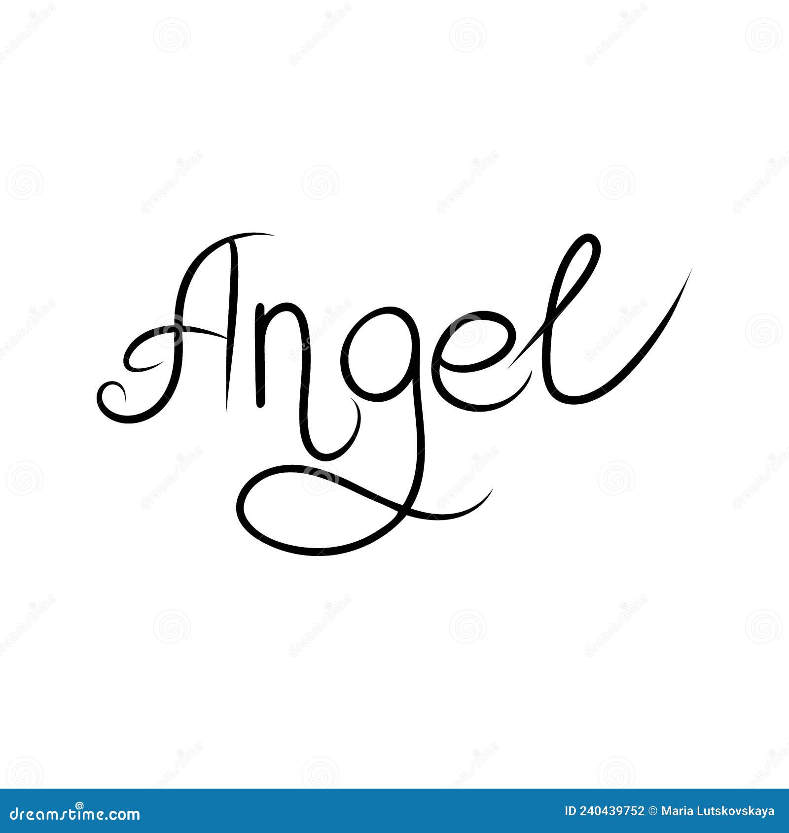 Angel. Hand Drawn Calligraphy, Black Letters Isolated on White ...