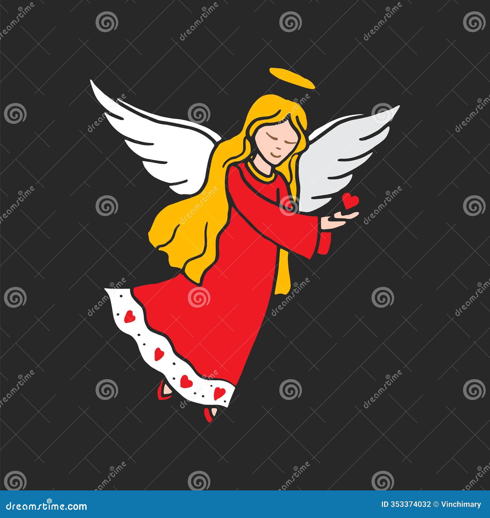 Angel Hand Drawn Calligraphy Modern Brush Lettering. Cartoon Vector ...