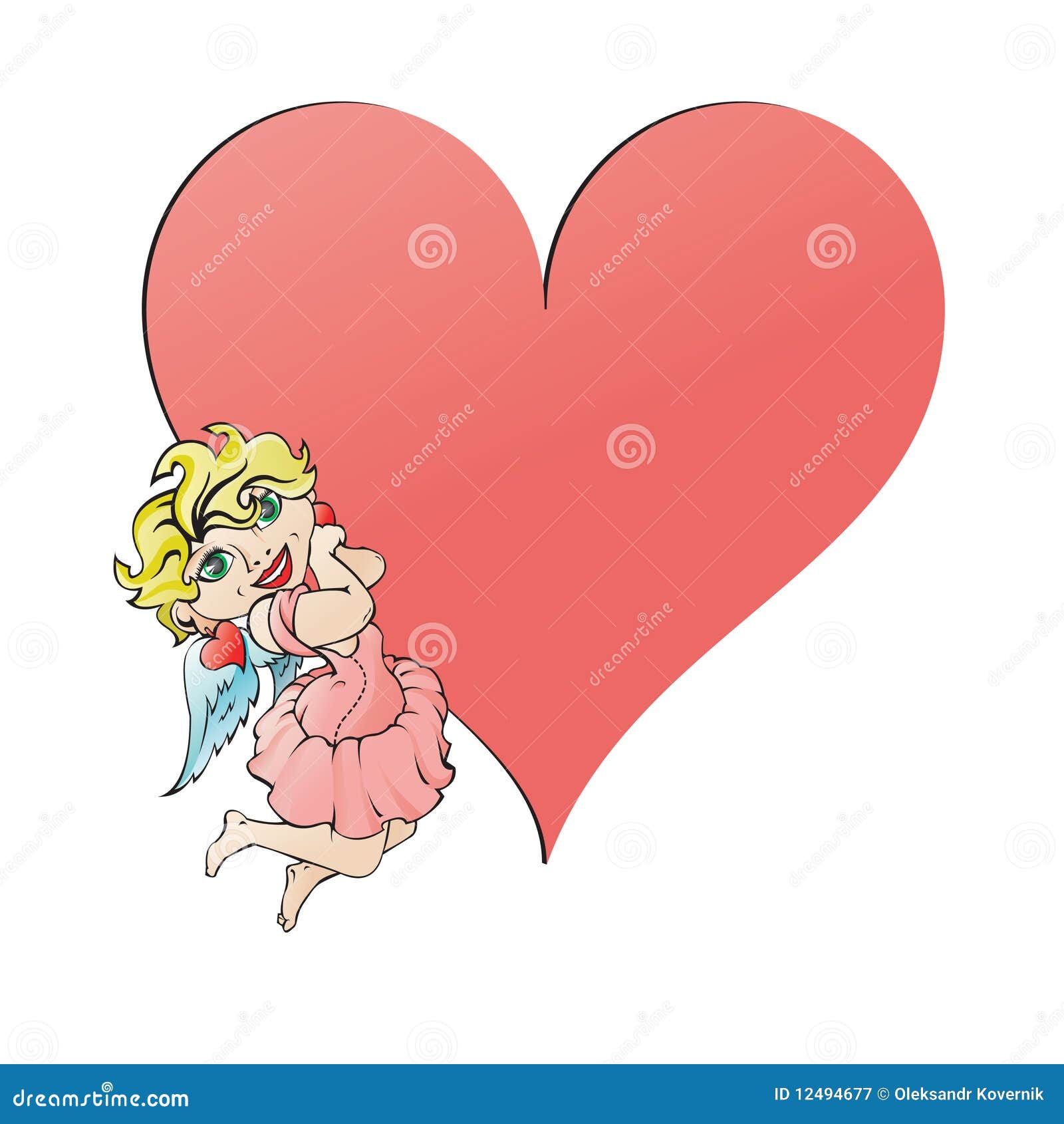 Angel and heart stock vector. Illustration of saint, wings - 12494677