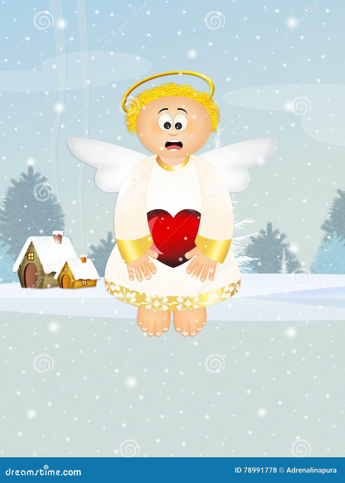 Angel with heart stock illustration. Illustration of heart - 78991778