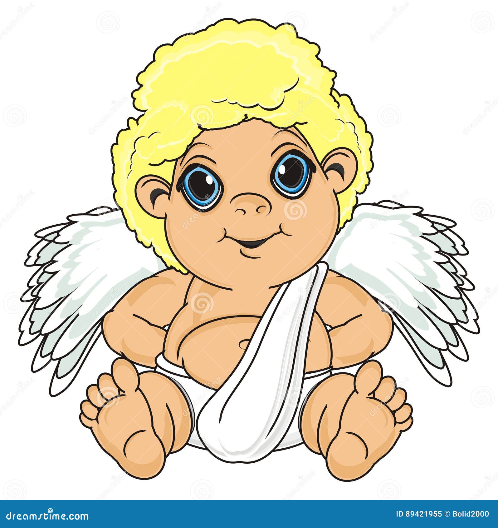 Angel hiding his hands stock illustration. Illustration of portrait ...