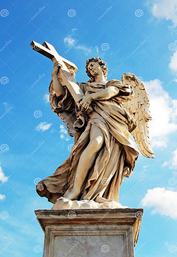 Angel Holding a Cross stock image. Image of rome, catholic - 27702869