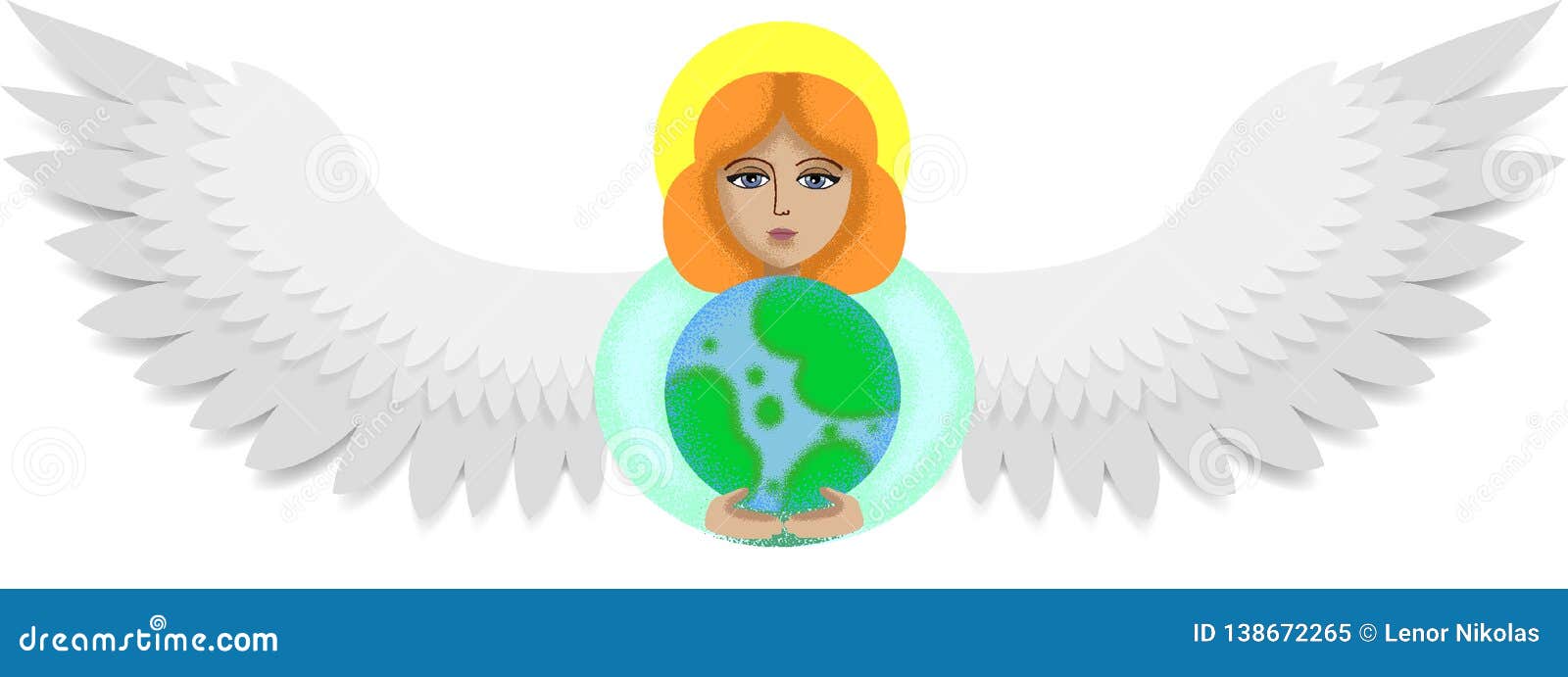 Angel holds the earth stock vector. Illustration of ecology - 138672265