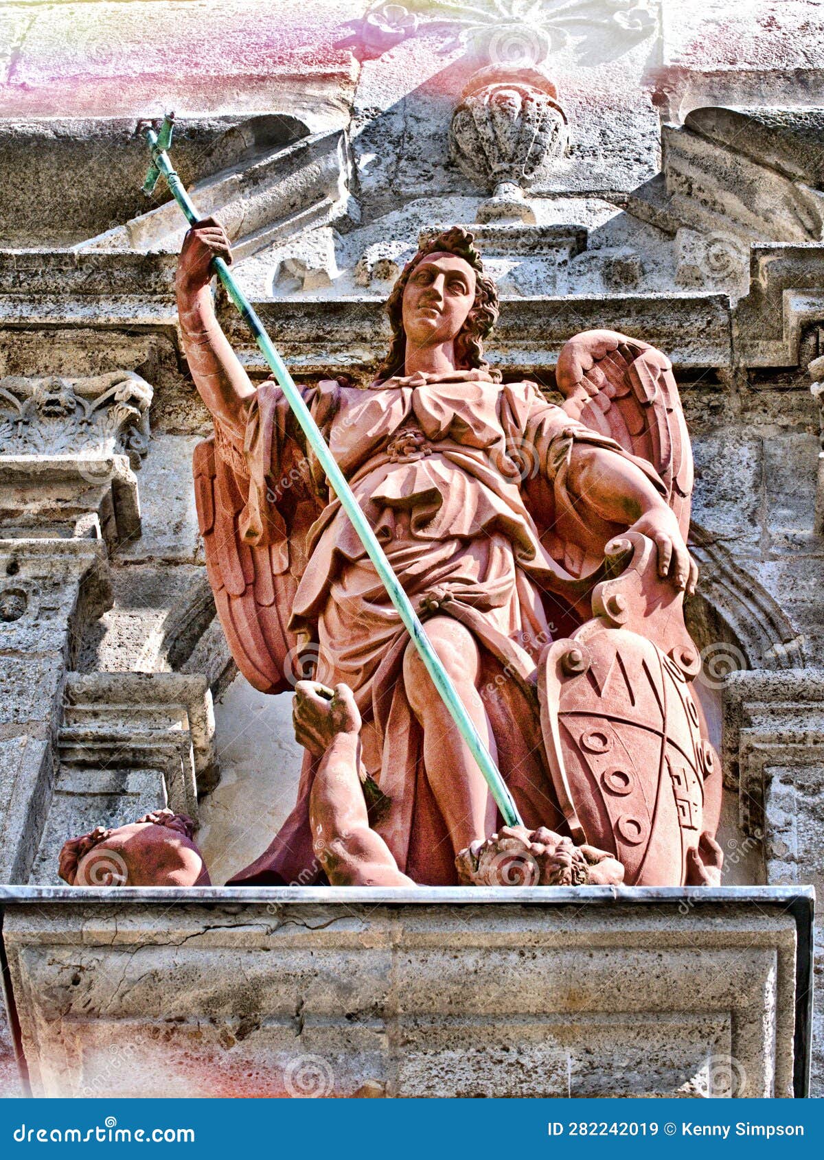 The Angel that Just Defeated Evil. Stock Image - Image of church, demon ...