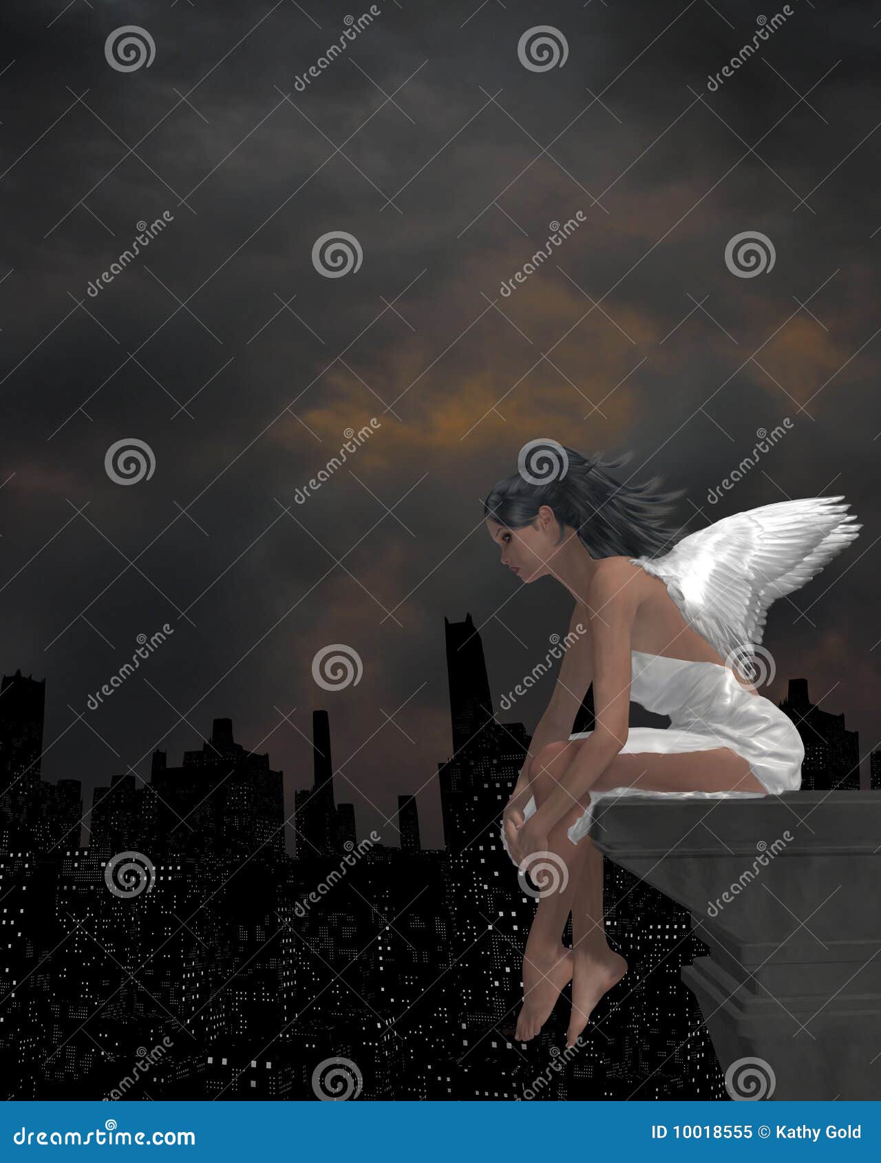 Angel on a Ledge stock illustration. Illustration of divine - 10018555