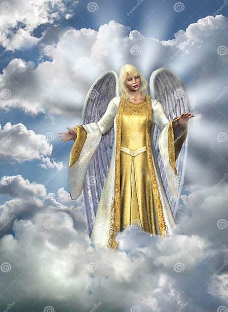 Angel of Light in Sky stock illustration. Illustration of belief - 329502