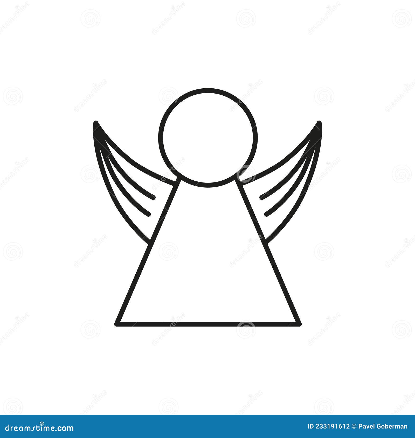 Angel Line Vector Icon on White Background Stock Vector - Illustration ...